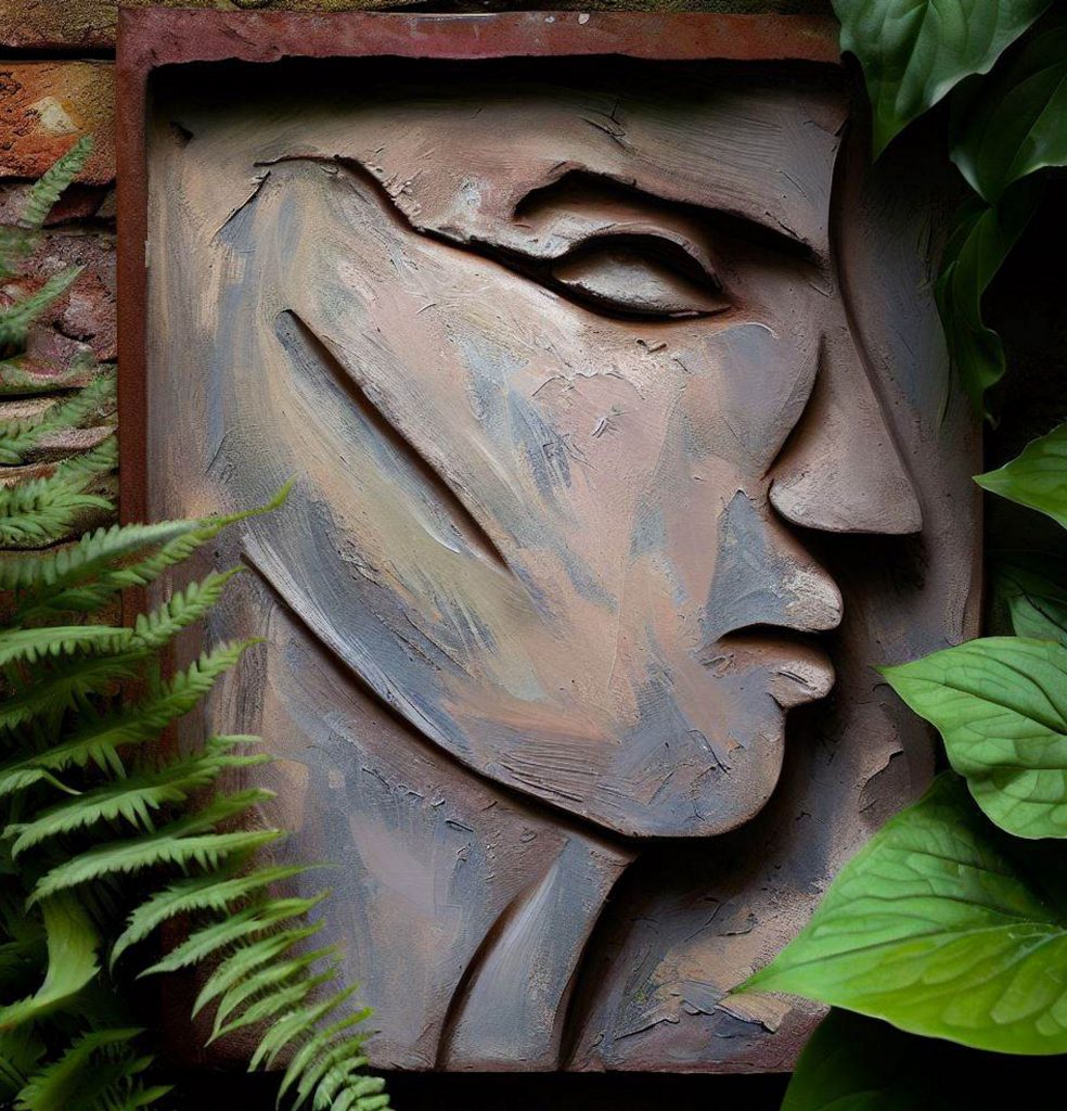 PAINTED PORTRAIT CONCRETE ART PANEL - CONCRETE CRAFT